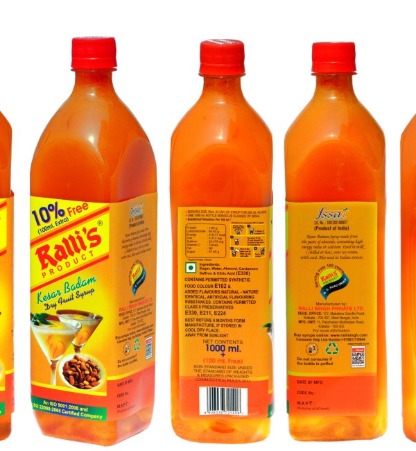 Ralli Singh Kesar Badam Dry Fruit Syrup (1000ml + 100m free bottle)